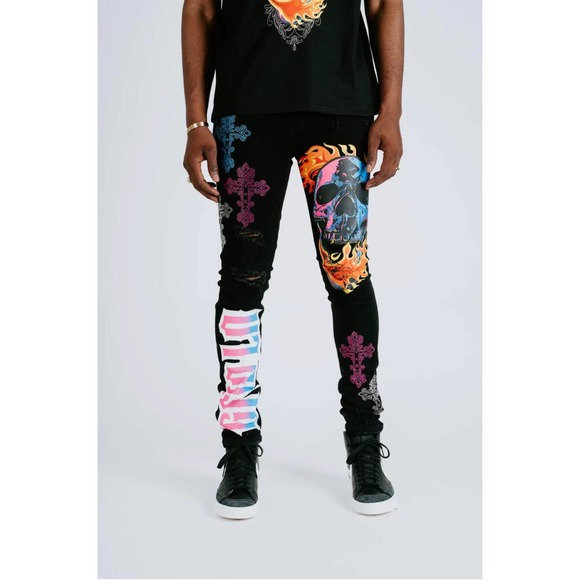 GFTD LA | Jeans | Gftd La Los Angeles Mens Lonzo Skinny Fit Painted ...